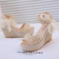 China New Fashion Sexy Thick bottom female Large Size Casual Shoes Women's Sandals bowknot frenulum Heeled Slippers for sale