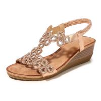 China High-heeled Slippers with rhinestones Wedge sandals new hot sale Bohemian Style fashion outdoor Women shoes for sale