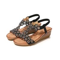 China High-heeled Slippers with rhinestones Wedge sandals new hot sale Bohemian Style fashion outdoor Women shoes for sale