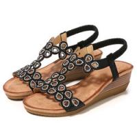 China High-heeled Slippers with rhinestones Wedge sandals new hot sale Bohemian Style fashion outdoor Women shoes for sale