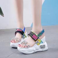 China High quality Color Rhinestone super thick bottom casual shoes women non-slip wedges sandals fashion outdoor slippers for sale