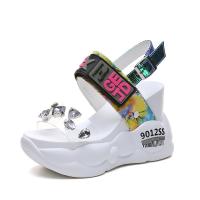 China High quality Color Rhinestone super thick bottom casual shoes women non-slip wedges sandals fashion outdoor slippers for sale