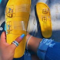 China 2022 new transparent women slides slippers wholesale fashion beach casual shoes for ladies soft sole flat sandals for sale