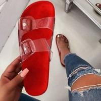 China 2022 new transparent women slides slippers wholesale fashion beach casual shoes for ladies soft sole flat sandals for sale
