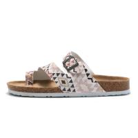 China Summer women geometry pattern cork flat sandals beach ladies shoes casual slides outdoor Flip-Flops Slippers for sale