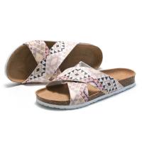 China Cross Strap Ladies Sandals Upper Summer Beach Casual Slides for sale