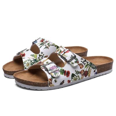 China Wholesale summer fashion Floral light Breathable cork beach casual shoes women flat sandals cloud slides slippers for sale