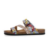 China Women's Comfort Slides Adjustable Buckle PU Flat Sandals Cork Arch Support shoes bed Slides Sandals in stock for sale