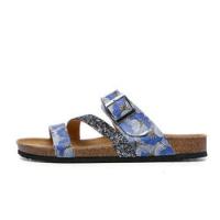 China Women's Comfort Slides Adjustable Buckle PU Flat Sandals Cork Arch Support shoes bed Slides Sandals in stock for sale