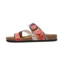 China Women's Comfort Slides Adjustable Buckle PU Flat Sandals Cork Arch Support shoes bed Slides Sandals in stock for sale