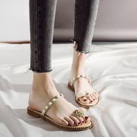 China New design pearl decoration upper summer sandals women soft sole casual shoes non-slip flip-flops slippers for sale