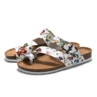China Women summer trend cork beach clip-on casual shoes new design flat  flip-flops slippers in stock floral sandals for sale