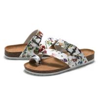 China Women summer trend cork beach clip-on casual shoes new design flat  flip-flops slippers in stock floral sandals for sale
