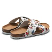 China Slippers hot sale cork beach shoes leather pattern upper lightweight non-slip flat summer women floral sandals for sale
