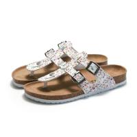 China Fashion Broken Flowers Ladies Cork Summer Sandals  Beach Casual Shoes Non Slip for sale