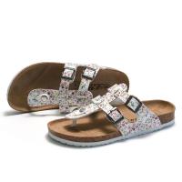China Fashion Broken Flowers Ladies Cork Summer Sandals  Beach Casual Shoes Non Slip for sale