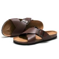 China Non Slip Men Casual Footwear  Cross Strap Summer Solid Color Flat for sale