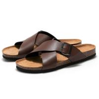 China Non Slip Men Casual Footwear  Cross Strap Summer Solid Color Flat for sale