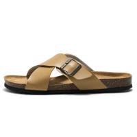 China Non Slip Men Casual Footwear  Cross Strap Summer Solid Color Flat for sale