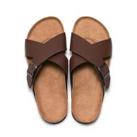 China Non Slip Men Casual Footwear  Cross Strap Summer Solid Color Flat for sale