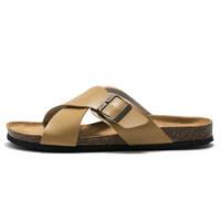 China Non Slip Men Casual Footwear  Cross Strap Summer Solid Color Flat for sale