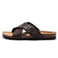 China Non Slip Men Casual Footwear  Cross Strap Summer Solid Color Flat for sale