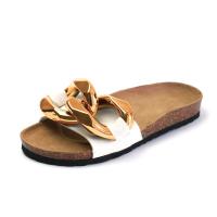 China New design outdoor beach shoes fashion Metal ring decoration upper cork flat slippers summer sandals women for sale