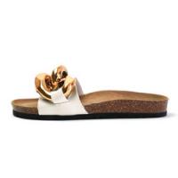 China New design outdoor beach shoes fashion Metal ring decoration upper cork flat slippers summer sandals women for sale