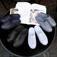 China New design couple hole casual shoes summer sandals women breathable flat non-slip Men beach hollow lazy half slippers for sale