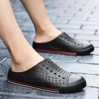 China New design couple hole casual shoes summer sandals women breathable flat non-slip Men beach hollow lazy half slippers for sale