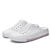 China New design couple hole casual shoes summer sandals women breathable flat non-slip Men beach hollow lazy half slippers for sale