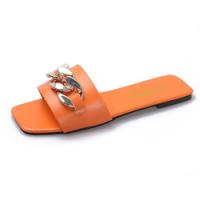 China Summer sandals women new design Metal Chain Fashion Flat Casual Shoes outdoor Footwear large Size slippers 2022 Hot for sale