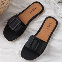 China New design 2022 summer sandals women fashion open toe outdoor casual shoes soft sole flat slide slippers for sale