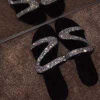 China 2022 New Design summer sandals women Luxury Glitter Diamond casual shoes Outdoor Beach non-slip Slippers for sale