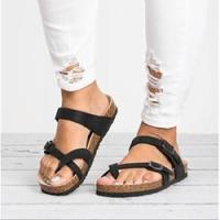 China Wholesale Fashion Summer Sandals women New Design Flat Casual Shoes footwear solid color flip-flops slippers in stock for sale