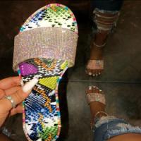 China 2022 New Arrival Summer Sandals women Rhinestone Flat Slide outdoor Casual solid color slippers Ladies wholesale for sale