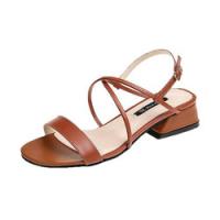China New Ladies Elegant cross strap casual shoe Wholesale women thick sole non-slip summer sandals in stock leather shoes for sale