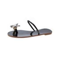 China 2022 new summer flip flops wholesale diamond sandals flat butterfly slippers for women beach shoes in stock for sale