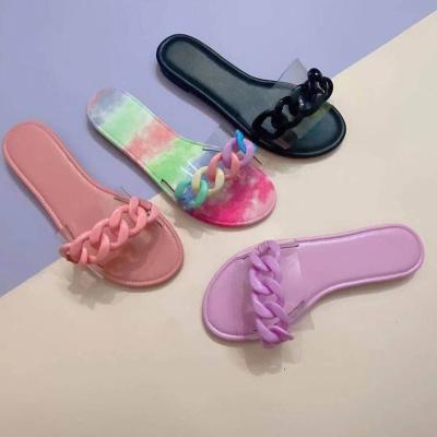 China New design women casual beach shoes hot sale candy color buckle comfortable flat non-slip sandals and slippers for sale