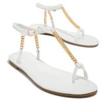 China Summer 2022 new style large size breathable women outdoor shoes fashion chain flat flip flops Casual daily sandals for sale
