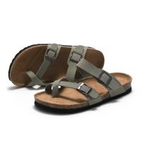 China Women's customized printing solid color cork insoles slide beach sandal adjustable buckle double strap flat summer women slipper for sale