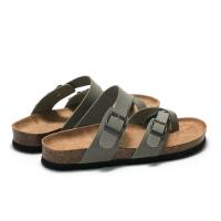 China Women's customized printing solid color cork insoles slide beach sandal adjustable buckle double strap flat summer women slipper for sale