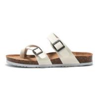 China Women's customized printing solid color cork insoles slide beach sandal adjustable buckle double strap flat summer women slipper for sale