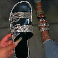 China Summer women 2022 new popular fashion rhinestone vamp jelly beach sandals soft bottom large size slippers wholesale for sale