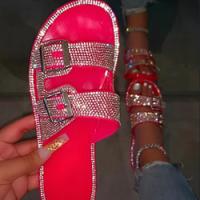 China Summer women 2022 new popular fashion rhinestone vamp jelly beach sandals soft bottom large size slippers wholesale for sale