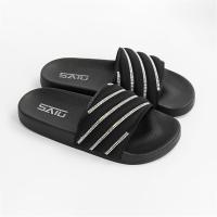 China Fashion new women rainbow rhinestone upper slippers hot selling tie dye ladies colorful flat sandals in summer for sale