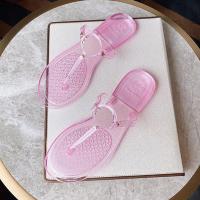 China Sandals 2022 Summer Fashion solid color jelly flip flops Anti-Slip flat slippers For women and ladies in stock for sale