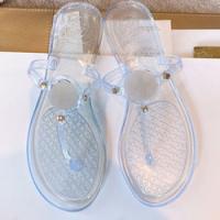 China Sandals 2022 Summer Fashion solid color jelly flip flops Anti-Slip flat slippers For women and ladies in stock for sale