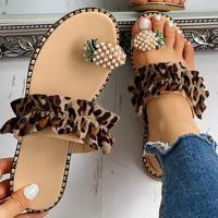 China Wholesale Large size lace upper sandals women 2022 new fashion pineapple decoration Flat flip flops summer beach shoes for sale