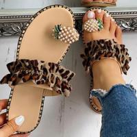 China Wholesale Large size lace upper sandals women 2022 new fashion pineapple decoration Flat flip flops summer beach shoes for sale